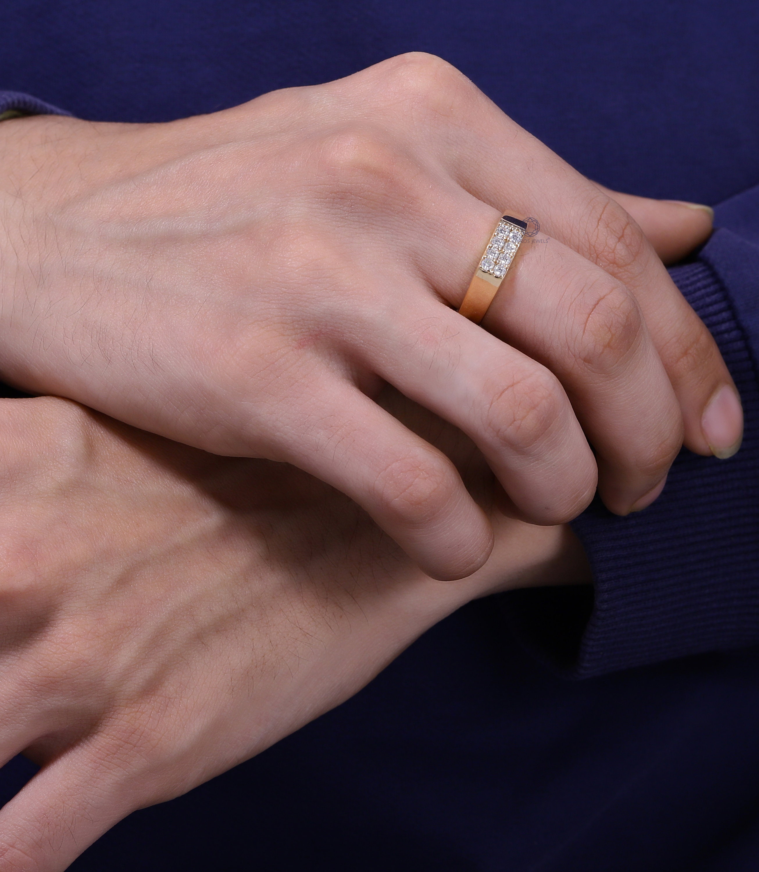 Round Diamond Promise Ring / 18KT Yellow Gold Men's | Etsy