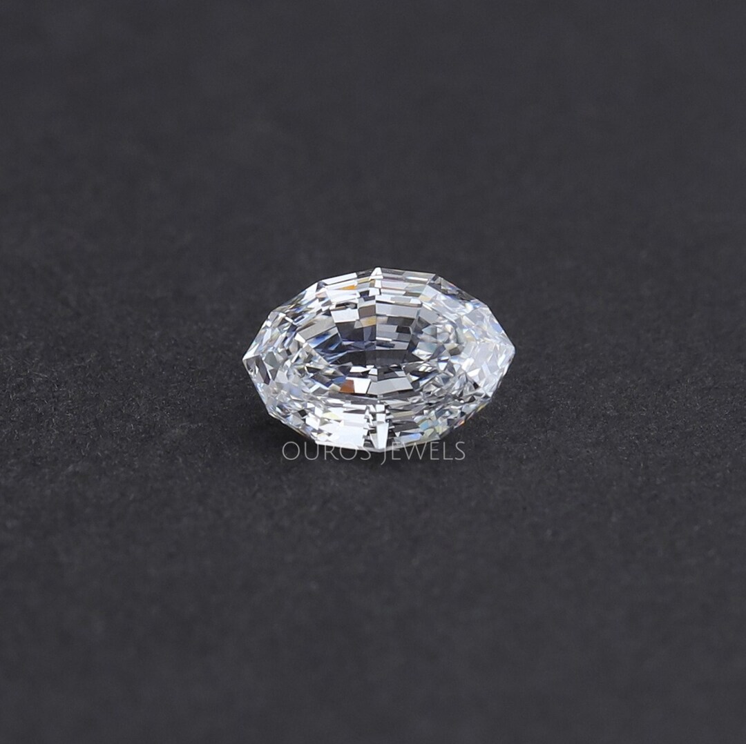 1.07 CT Step Cut Oval Diamond, Oval Lab Grown Diamond Ring, 14K Yellow ...