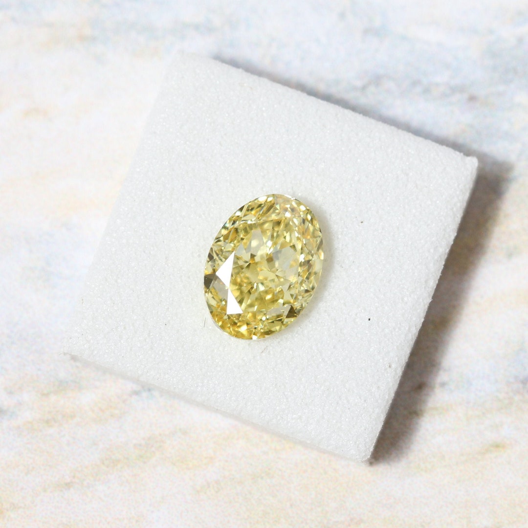Yellow Oval Diamond/ 1.02 Ct Oval Lab Grown Yellow Diamond/ Oval CVD ...