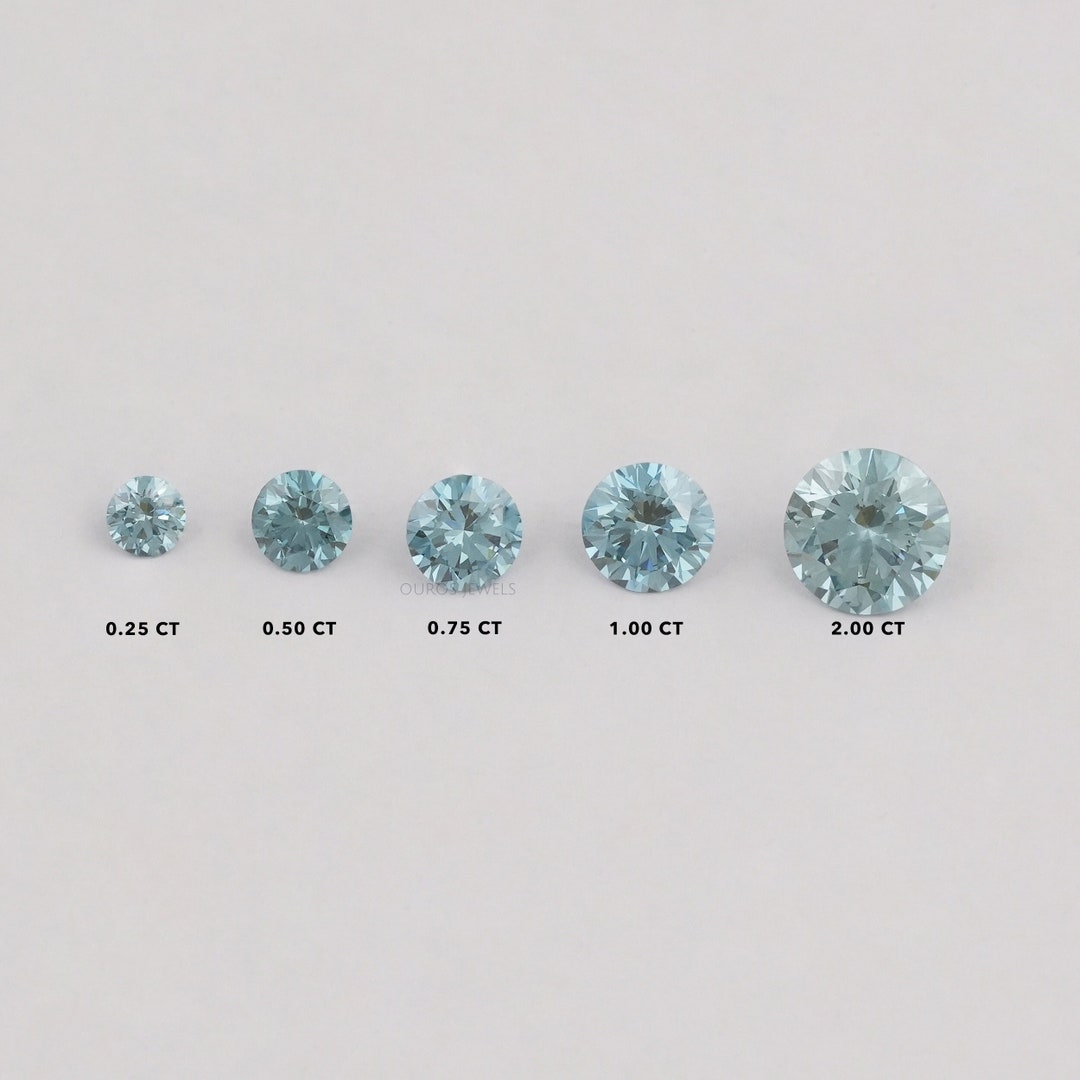 Round Cut Blue Color Lab Grown Diamond, Color Loose Diamond for Custom ...