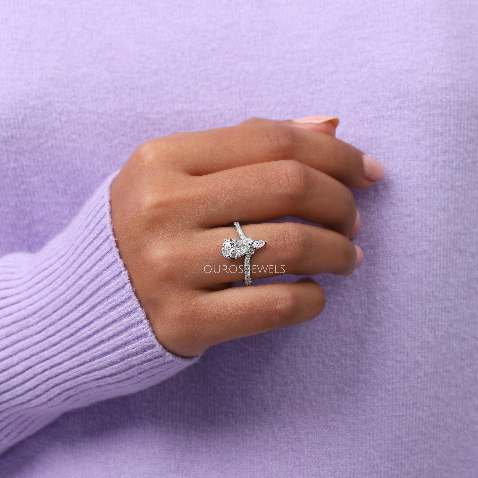 Pear Diamond Ring/ Chevron Shaped Diamond Ring/ Claw Prongs - Etsy