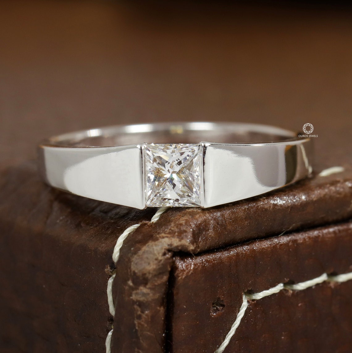 Men's Tension Set Ring / Princess Cut Diamond Ring / Lab | Etsy