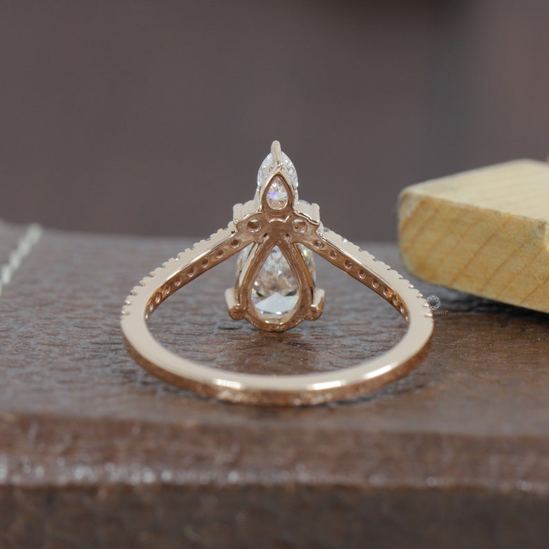 Pear Diamond Ring/ Chevron Shaped Diamond Ring/ Claw Prongs | Etsy