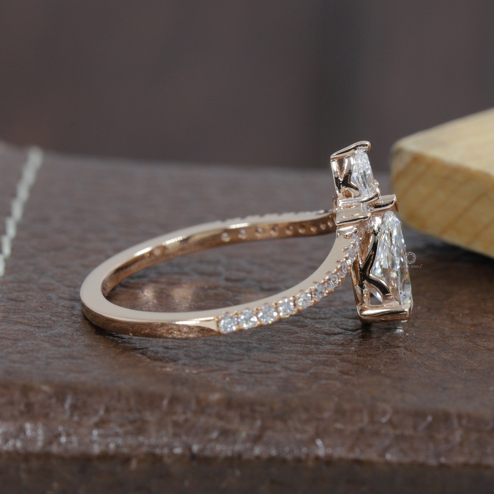 Pear Diamond Ring/ Chevron Shaped Diamond Ring/ Claw Prongs | Etsy