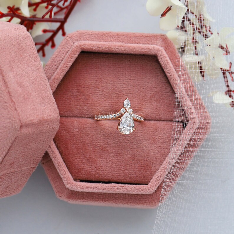 Pear Diamond Ring/ Chevron Shaped Diamond Ring/ Claw Prongs - Etsy