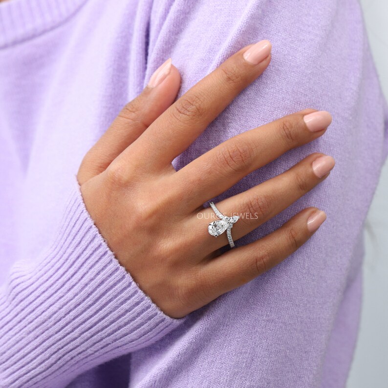 Pear Diamond Ring/ Chevron Shaped Diamond Ring/ Claw Prongs - Etsy