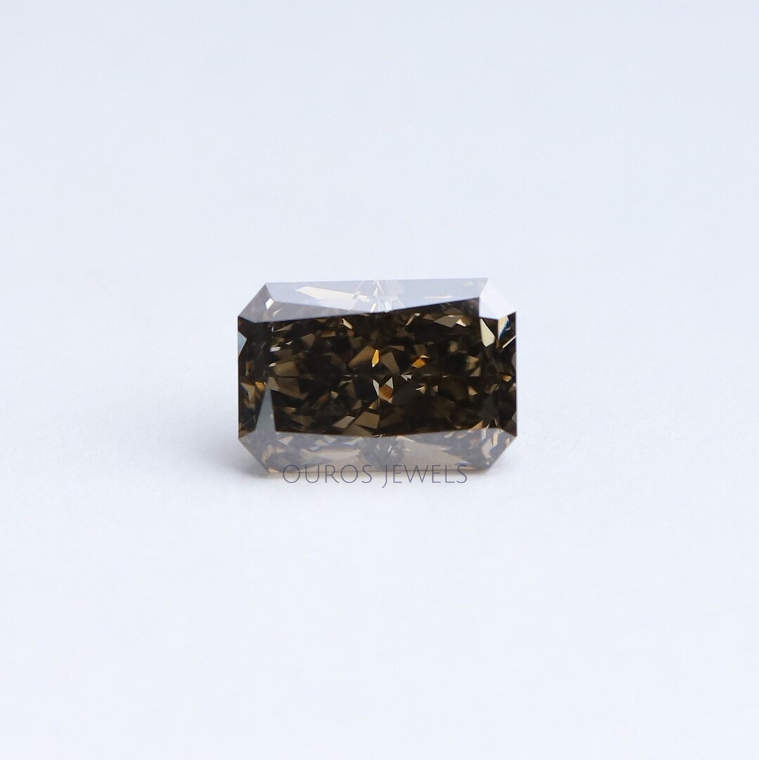 1.66 CT Radiant Cut Olive Colored Lab Grown Diamond , 10K White Gold ...