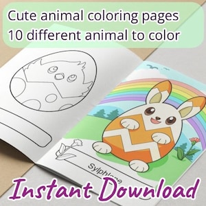 Printable Cute Animal Coloring Page, Kids Activity Sheet, Coloring Book ...
