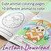 Printable Cute Animal Coloring Page, Kids Activity Sheet, Coloring Book ...