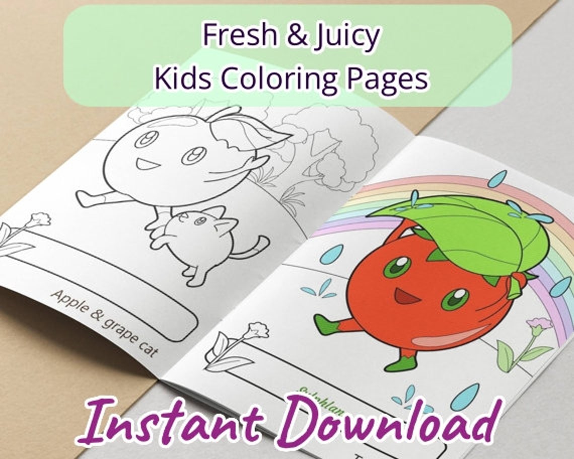Fresh and Juicy Coloring Page, Kids Activity Sheet, Coloring Book for ...