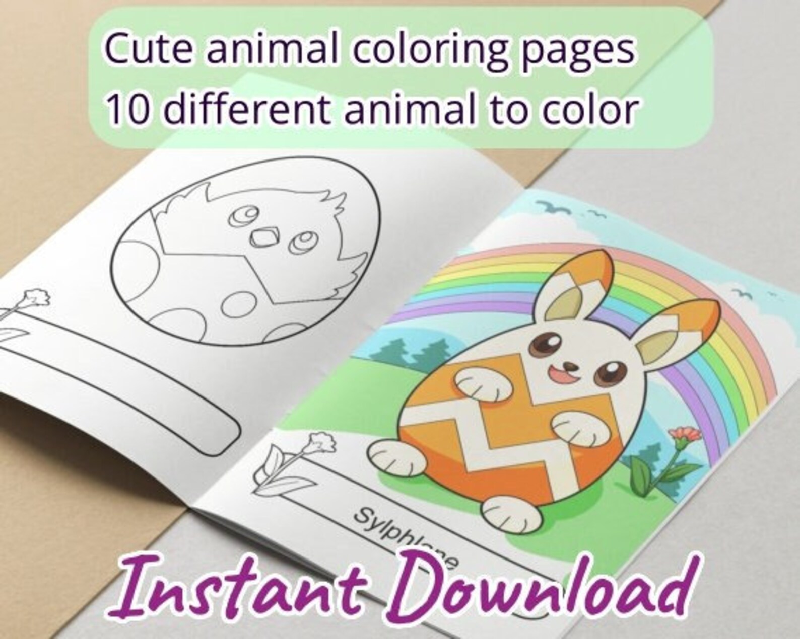 Printable Cute Animal Coloring Page, Kids Activity Sheet, Coloring Book ...