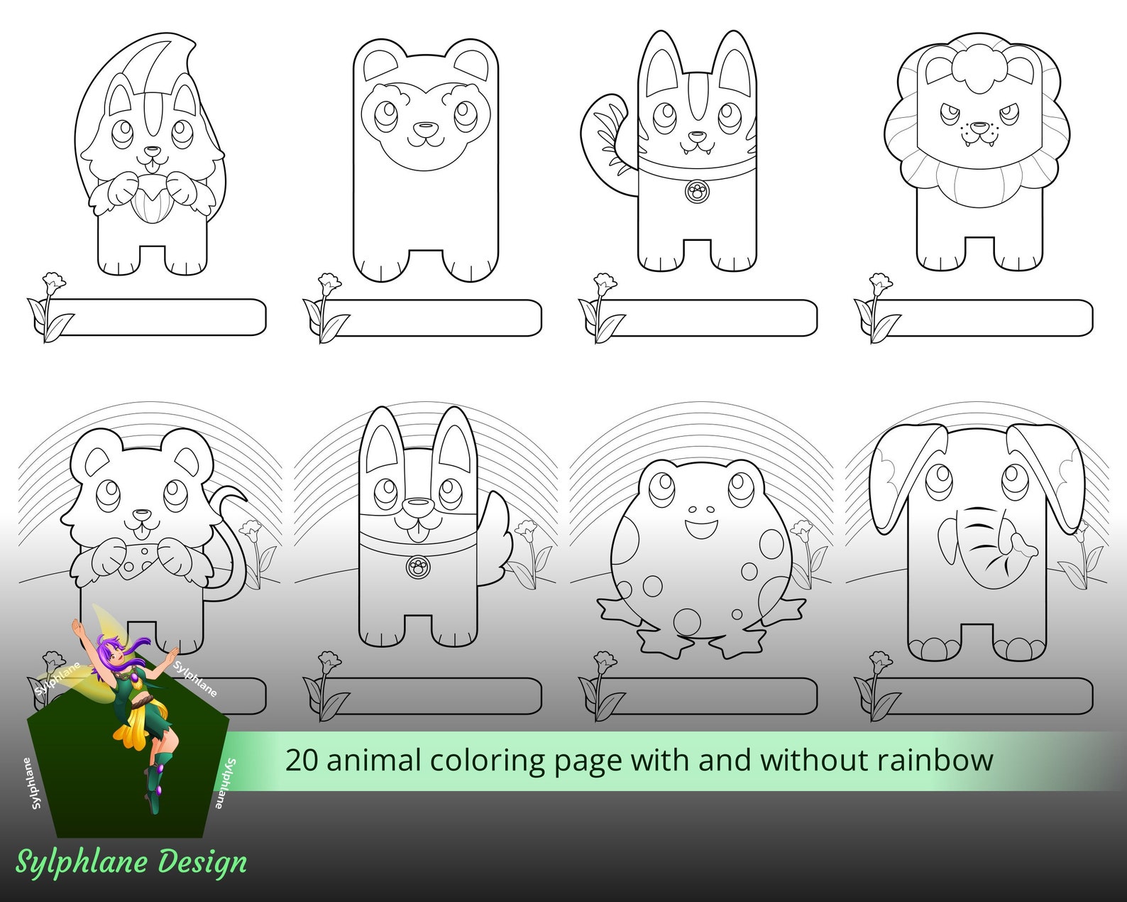 Printable Cute Animal Coloring Page, Kids Activity Sheet, Coloring Book ...