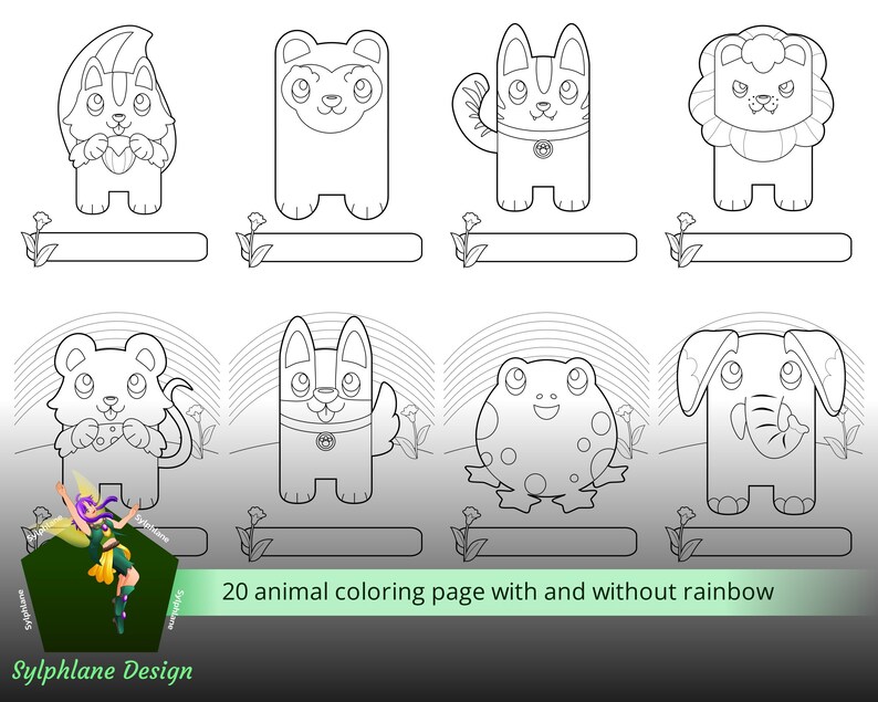 Printable Cute Animal Coloring Page, Kids Activity Sheet, Coloring Book ...