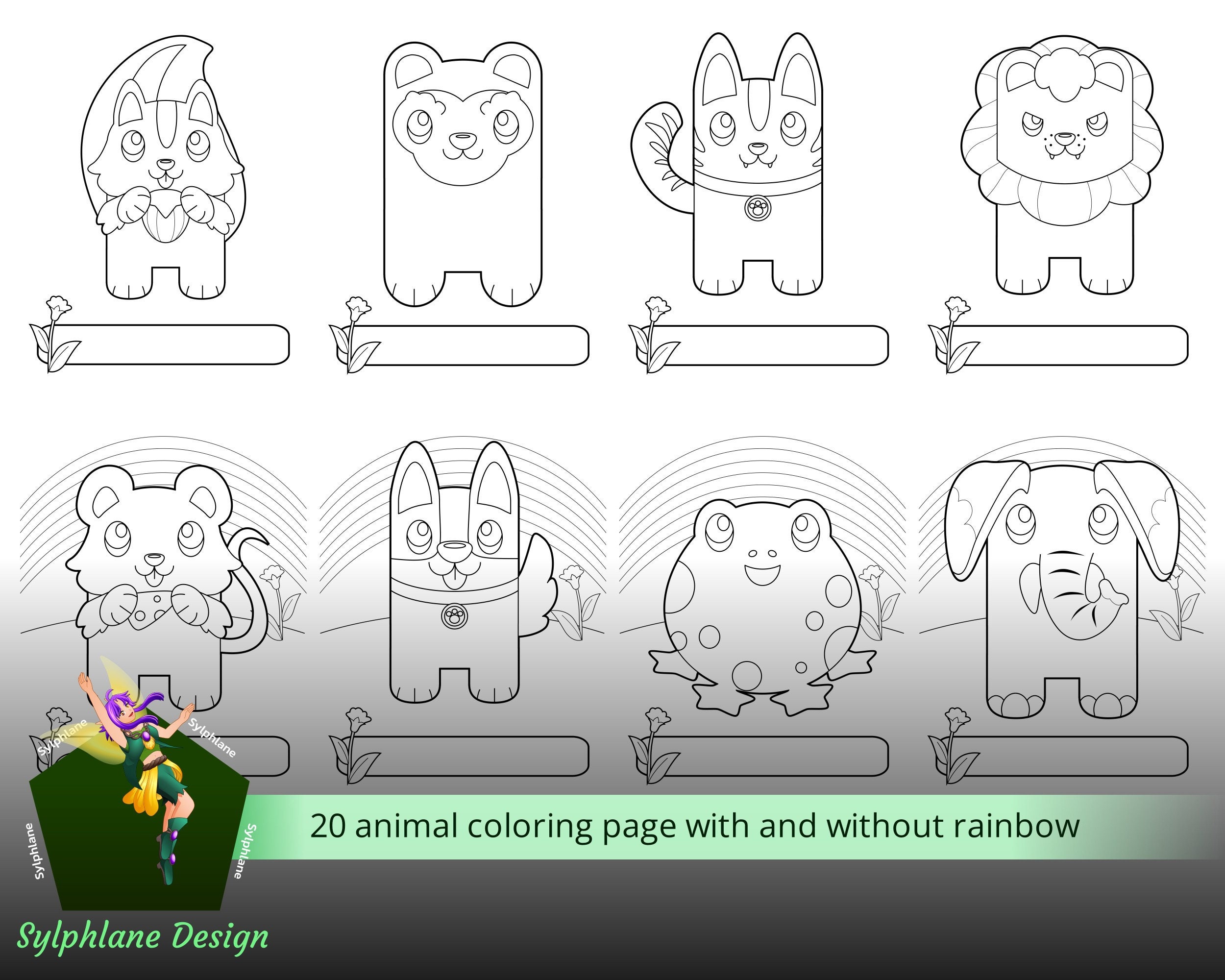 Printable Cute Animal Coloring Page, Kids Activity Sheet, Coloring Book ...