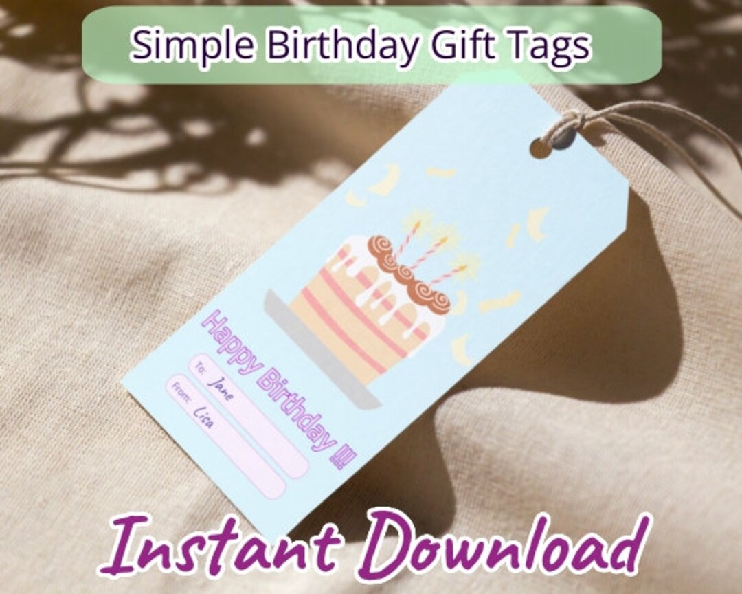 Simple Birthday Gift Tags, Simple and Cute Party Labels, Gift Wrapping ...