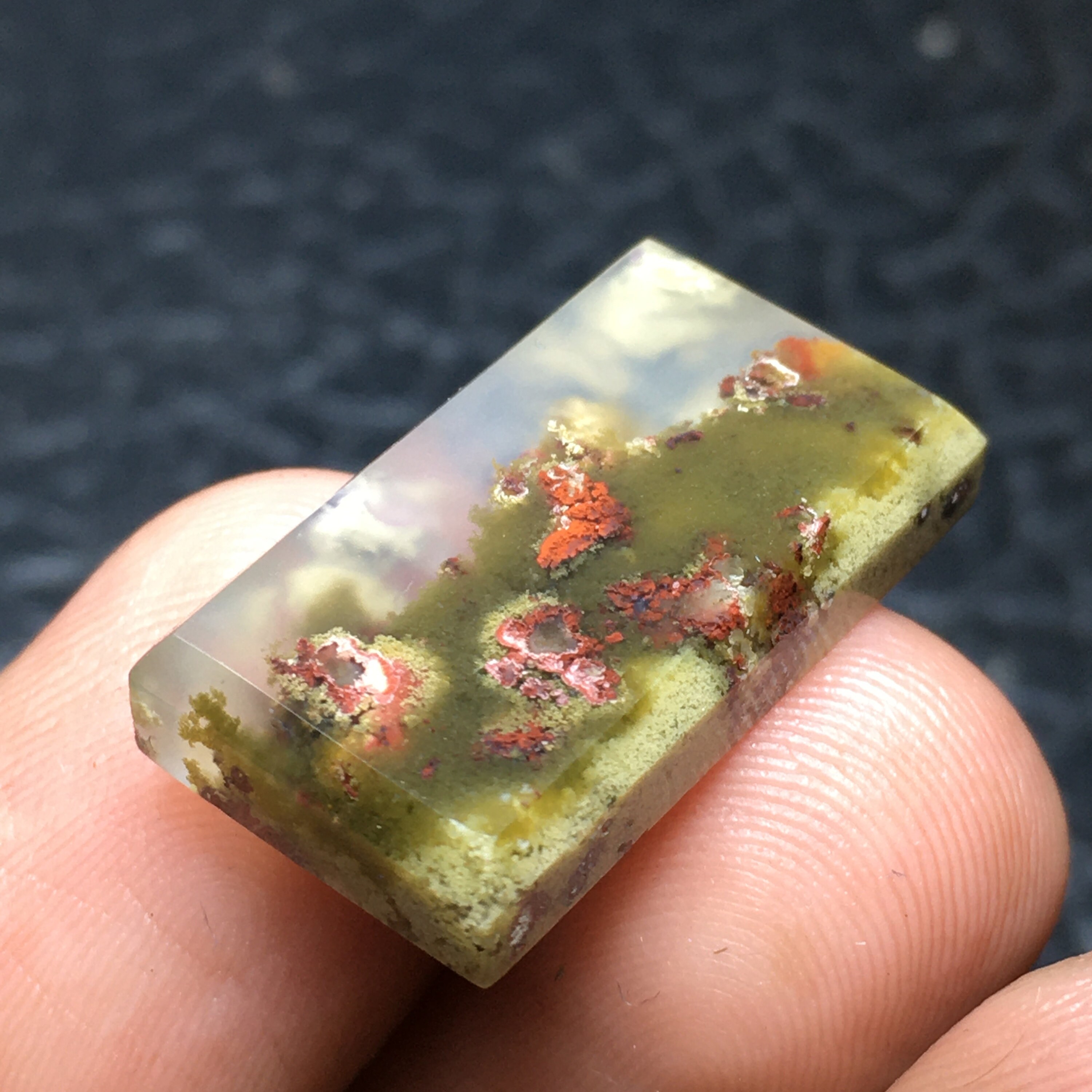 Scenic Moss Agate Cabochon 24x13x5 Mm - Etsy