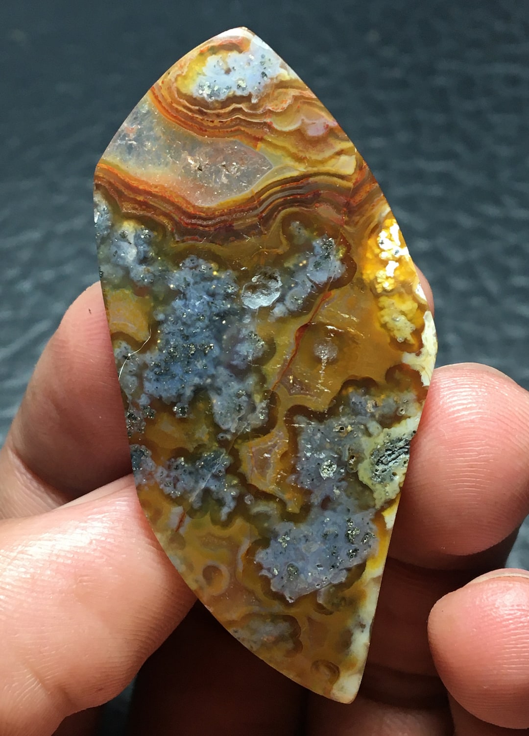 Marcasite Agate Cabochon 53 X 25 X 6 Mm - Etsy UK