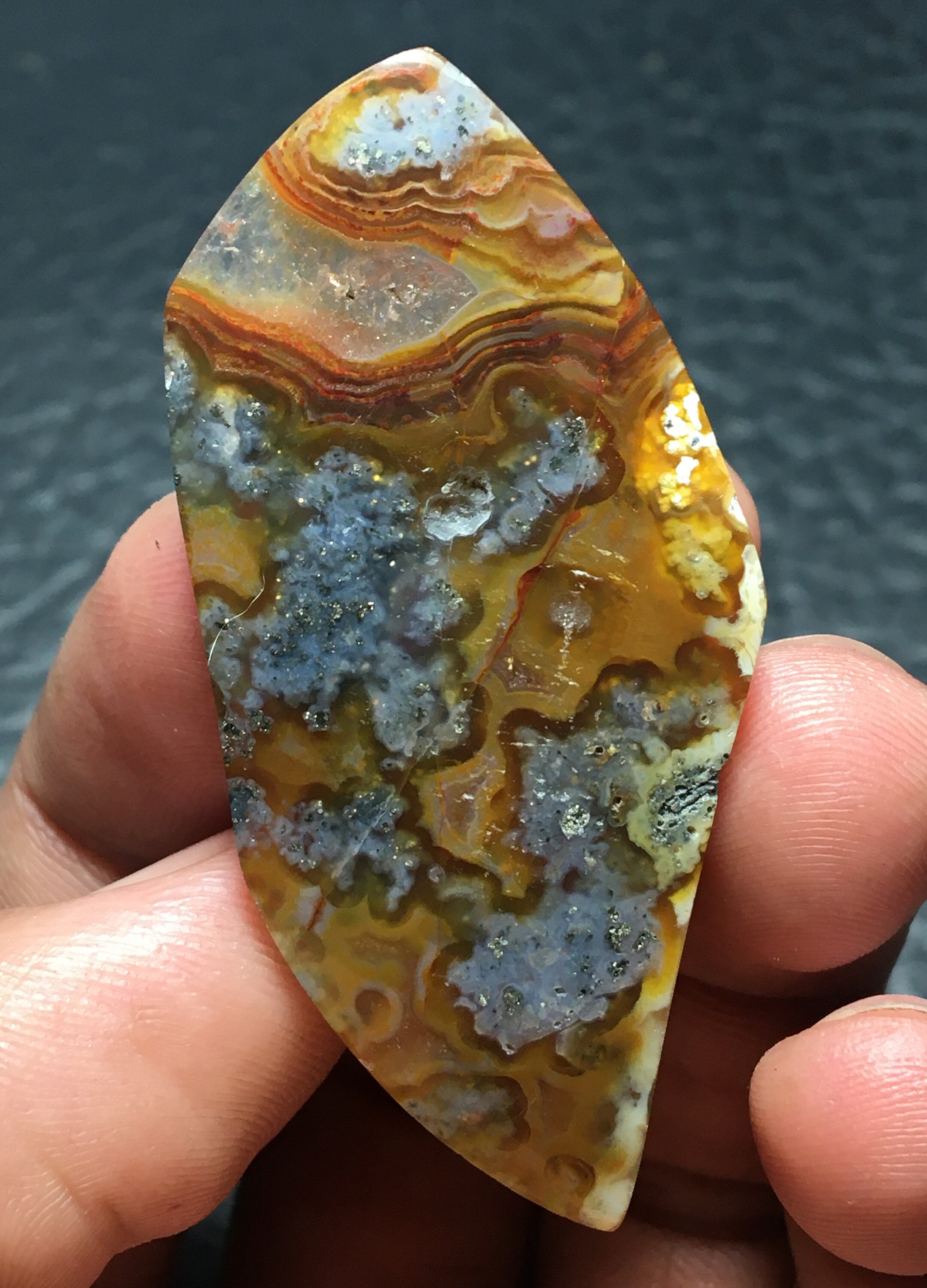 Marcasite Agate Cabochon 53 X 25 X 6 Mm - Etsy UK