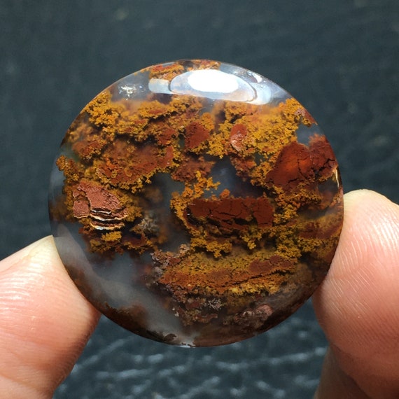 Beautiful Red Brown Moss Agate Round Shaped Cabochon 29x29x7 Mm Etsy UK