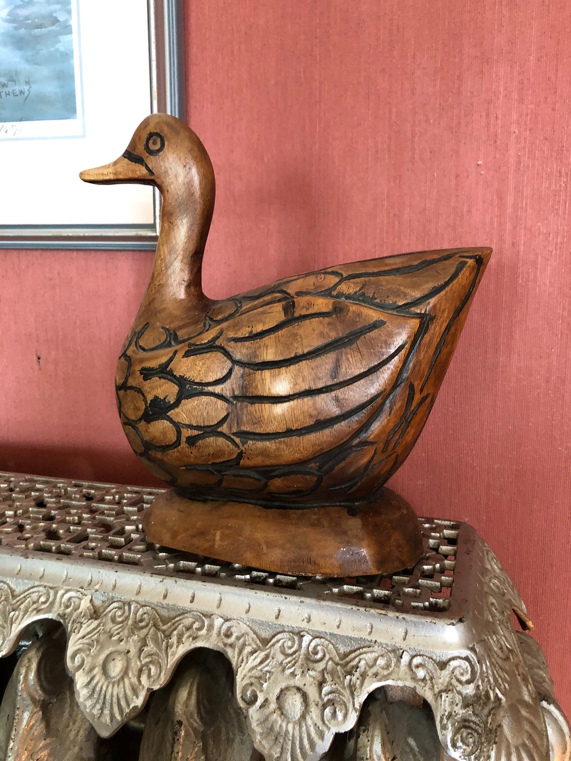 Duck Figurine - Vintage Duck Figurine - Vintage Wooden Duck Statue ...