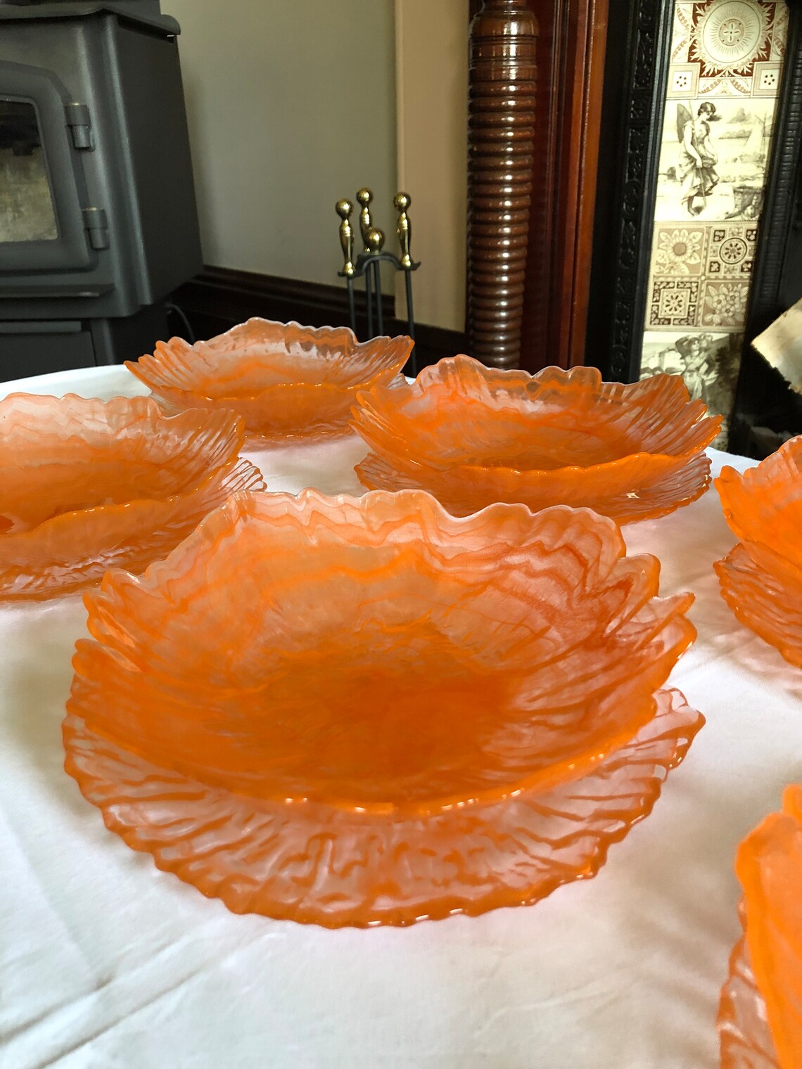 Vintage Oranges Plates and Bowls - Art Deco Plates - Vintage Set of 7 ...