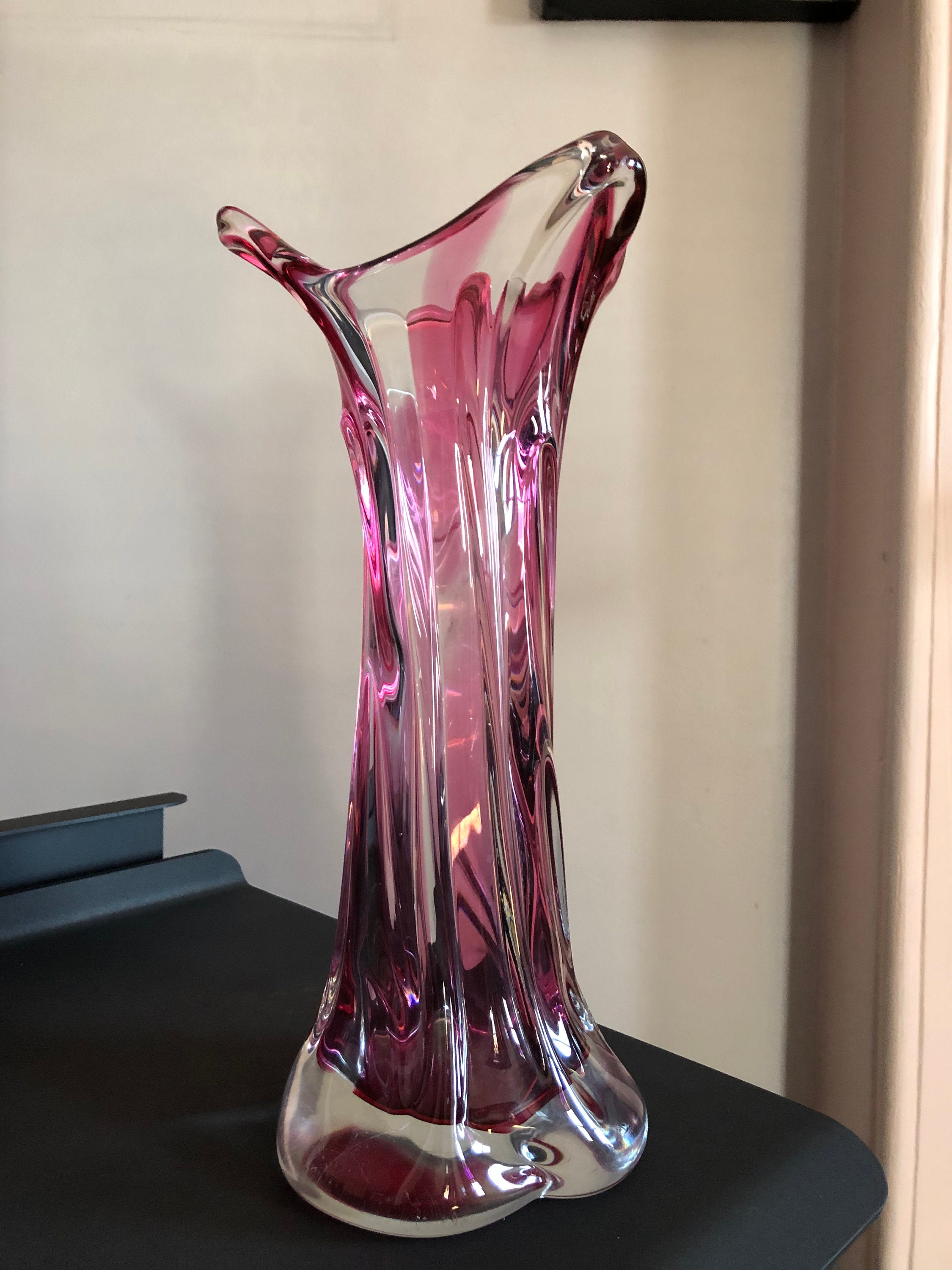 Vintage Vase Pink Vase Pink Tall Vase Pink Heavy - Etsy