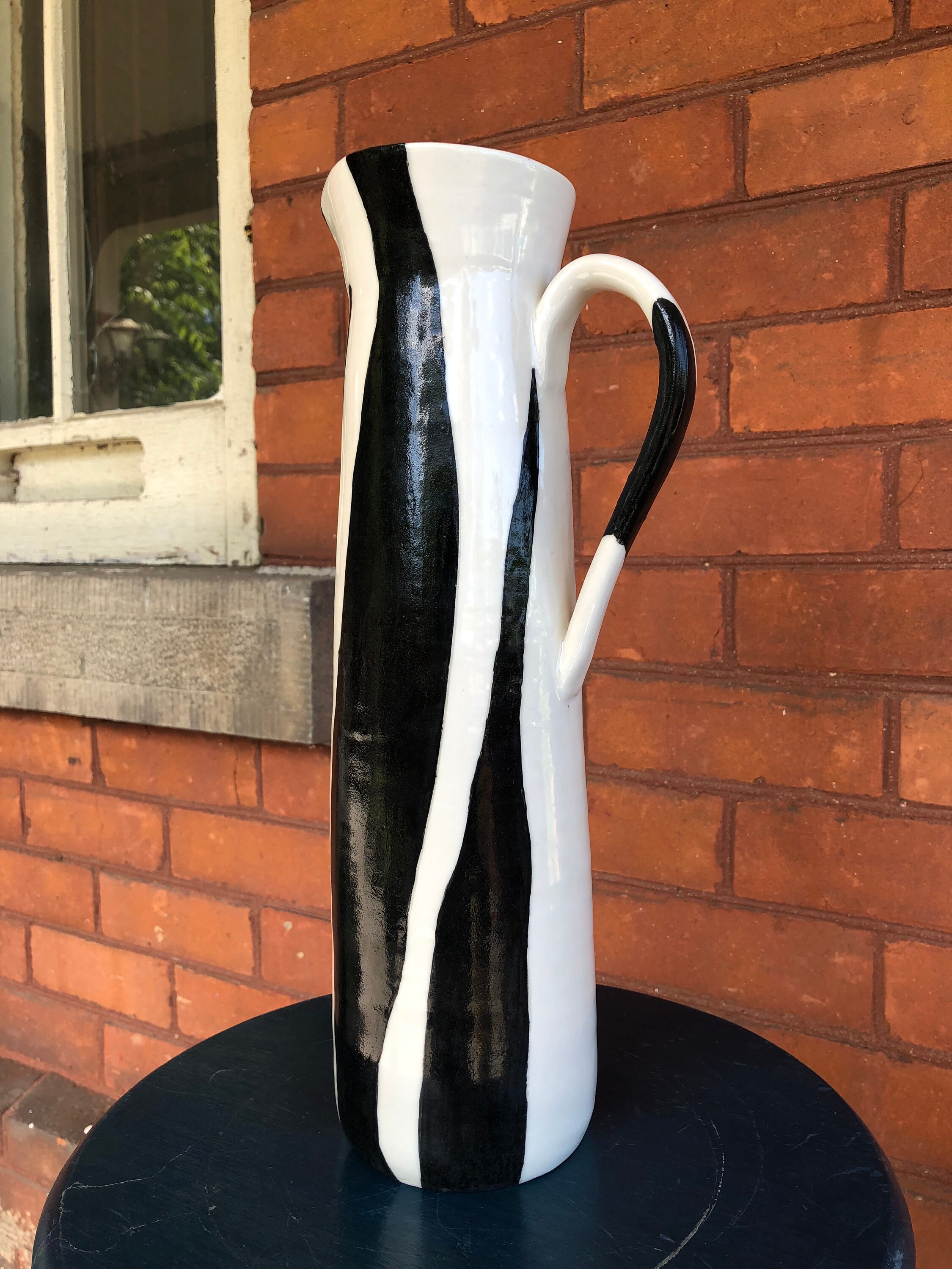 Flower Pitcher Flower Vase Hand Made Zebra Print Stoneware Pitcher ...