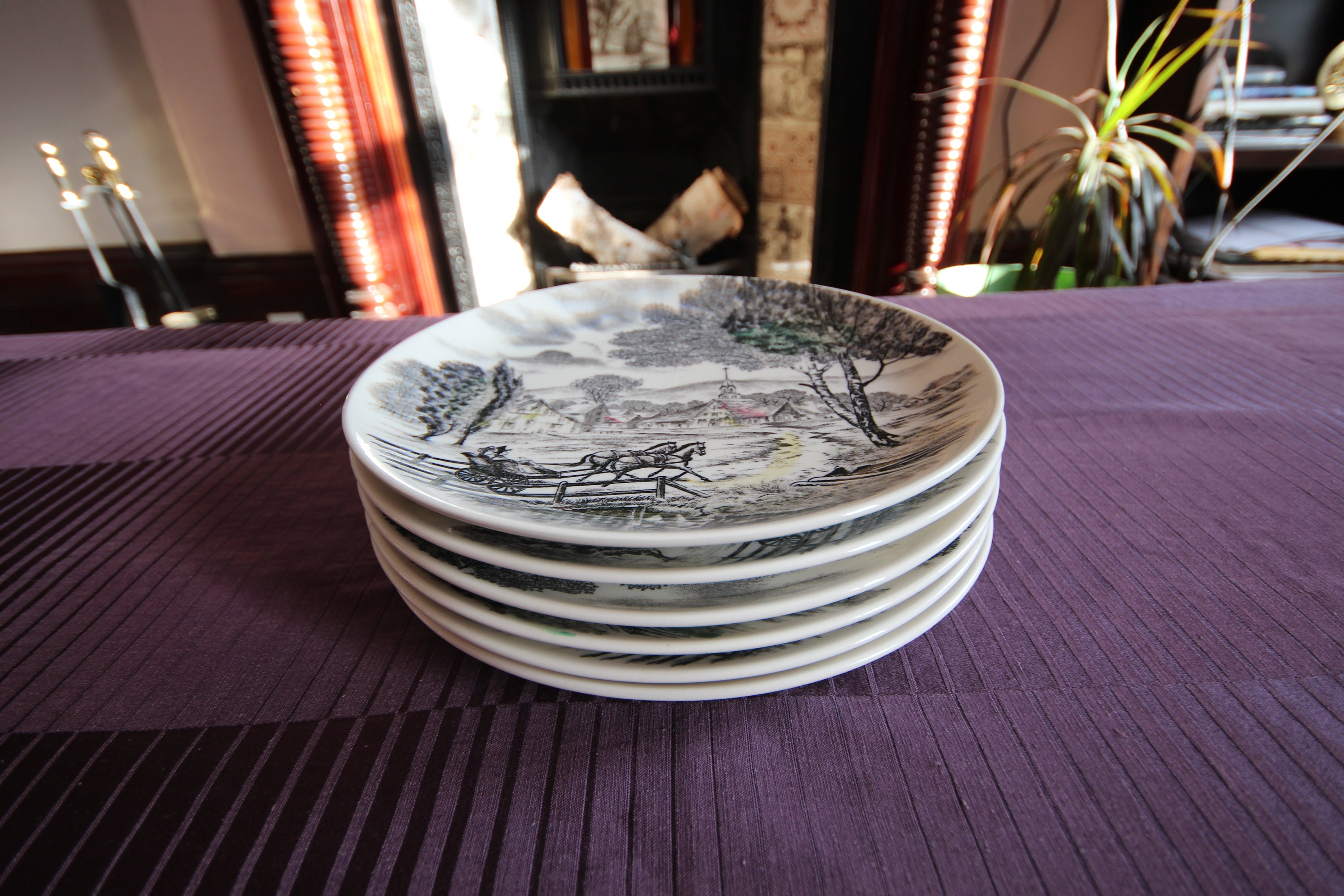 Vintage Dinner Plates Vintage Spring Drive Horse Set of 6 - Etsy