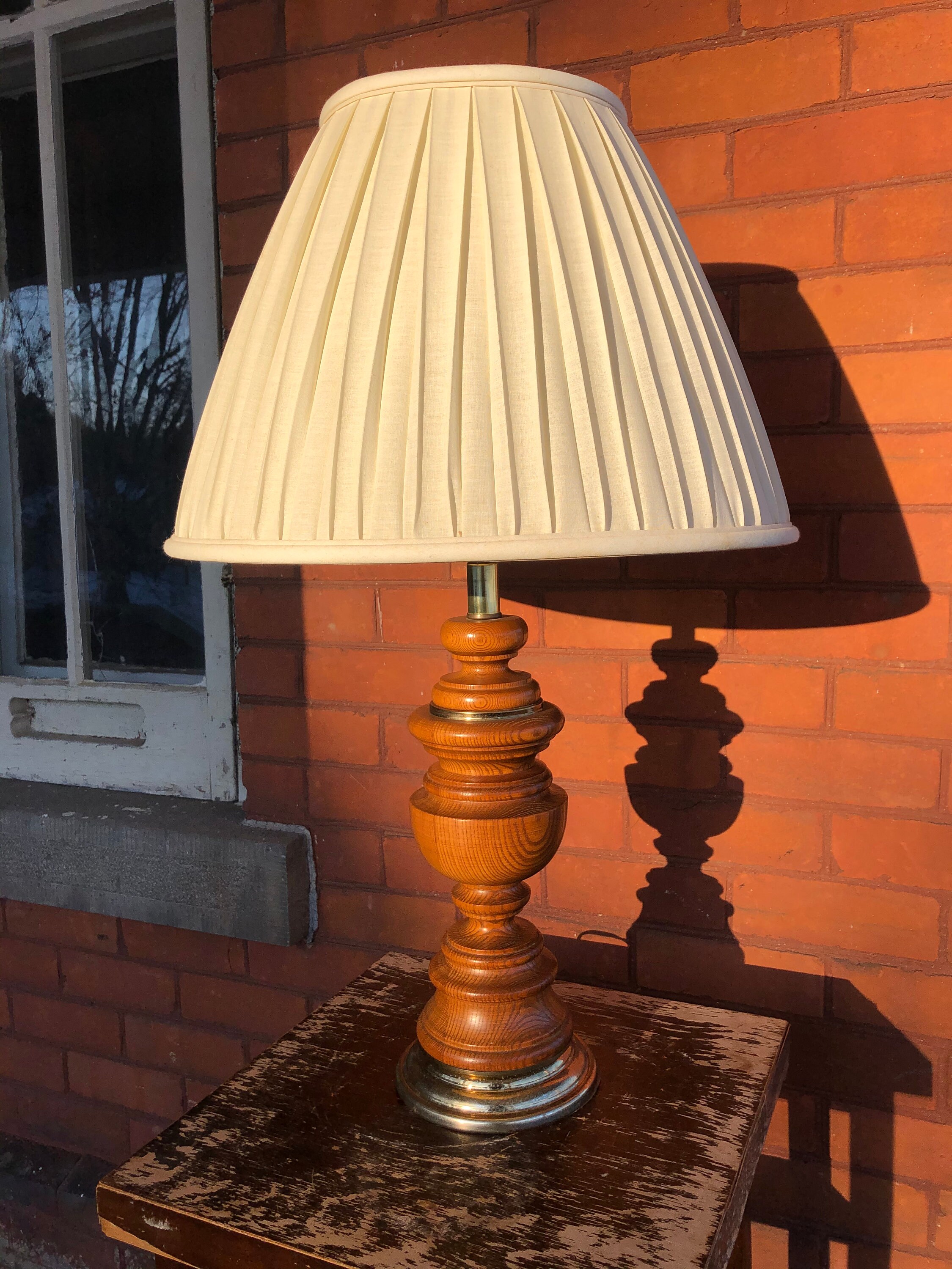 Vintage Wood Lamp - Wood Lamp - Wooden Lamp - Heavy Weight Solid Brass ...