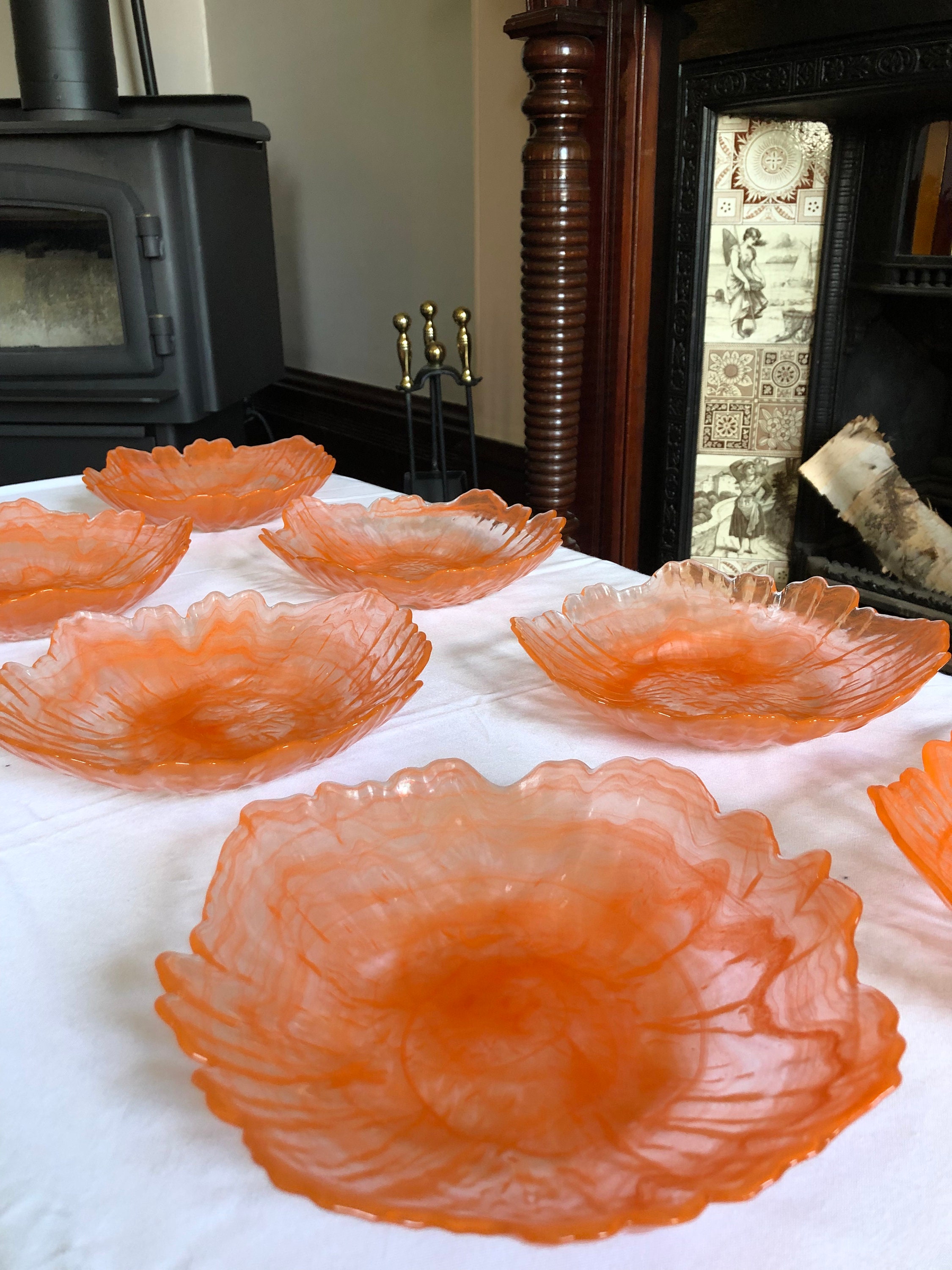 Vintage Oranges Plates and Bowls - Art Deco Plates - Vintage Set of 7 ...