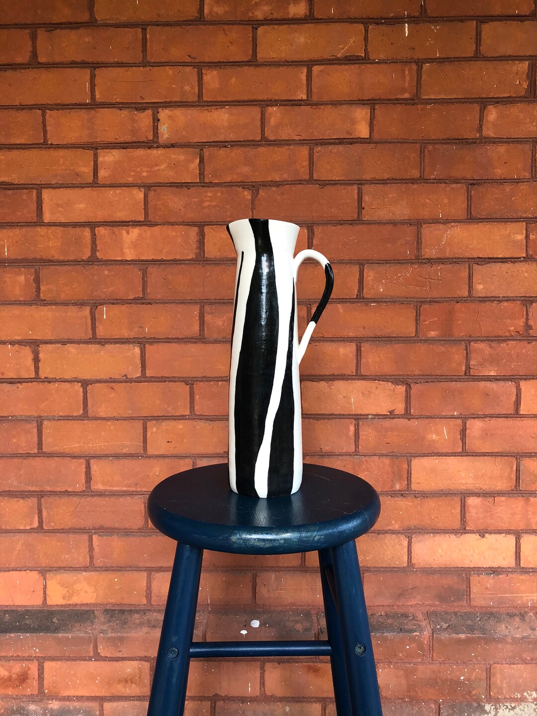 Flower Pitcher - Flower Vase - Hand Made Zebra Print Stoneware Pitcher ...