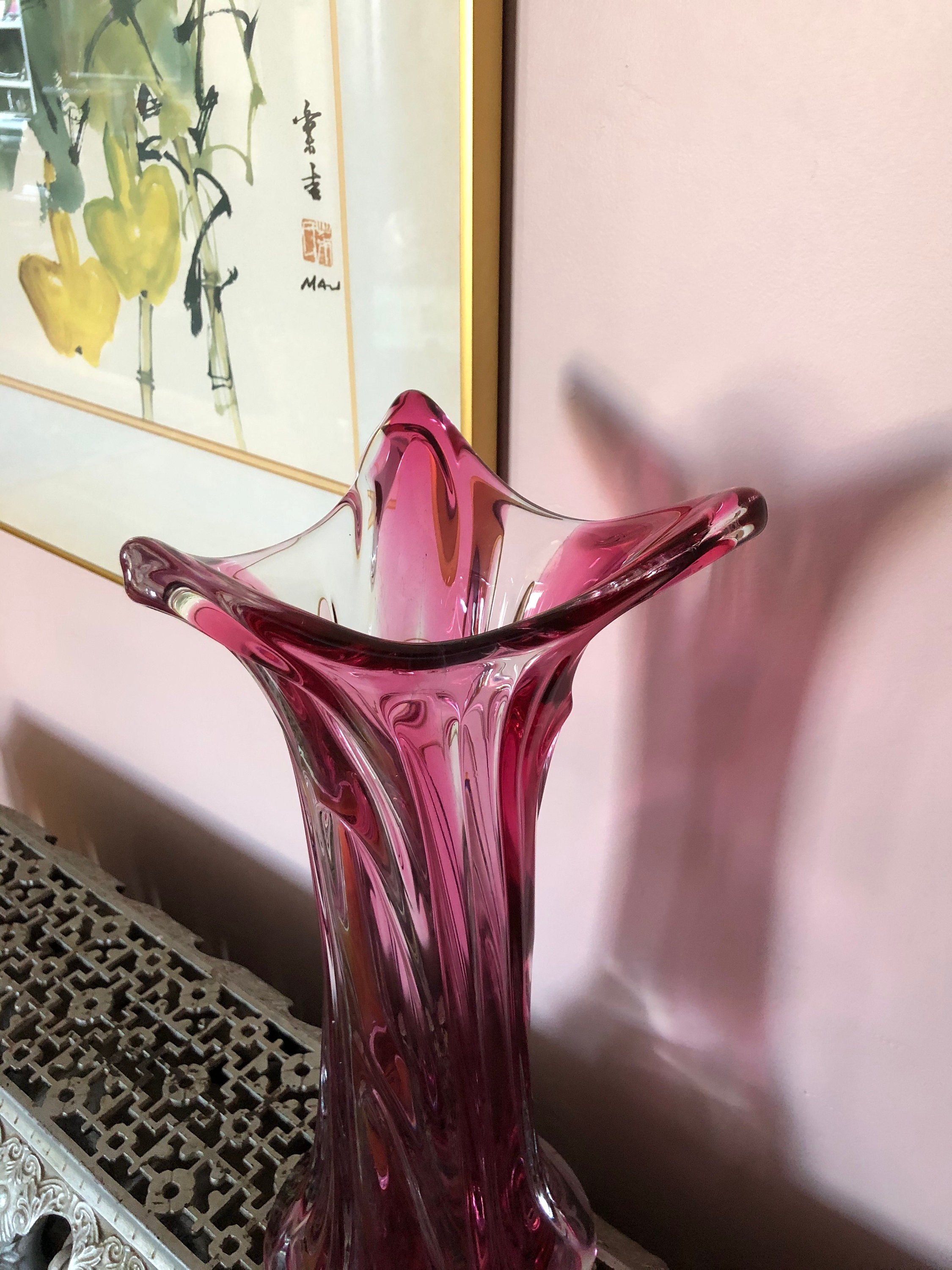 Vintage Vase Pink Vase Pink Tall Vase Pink Heavy - Etsy