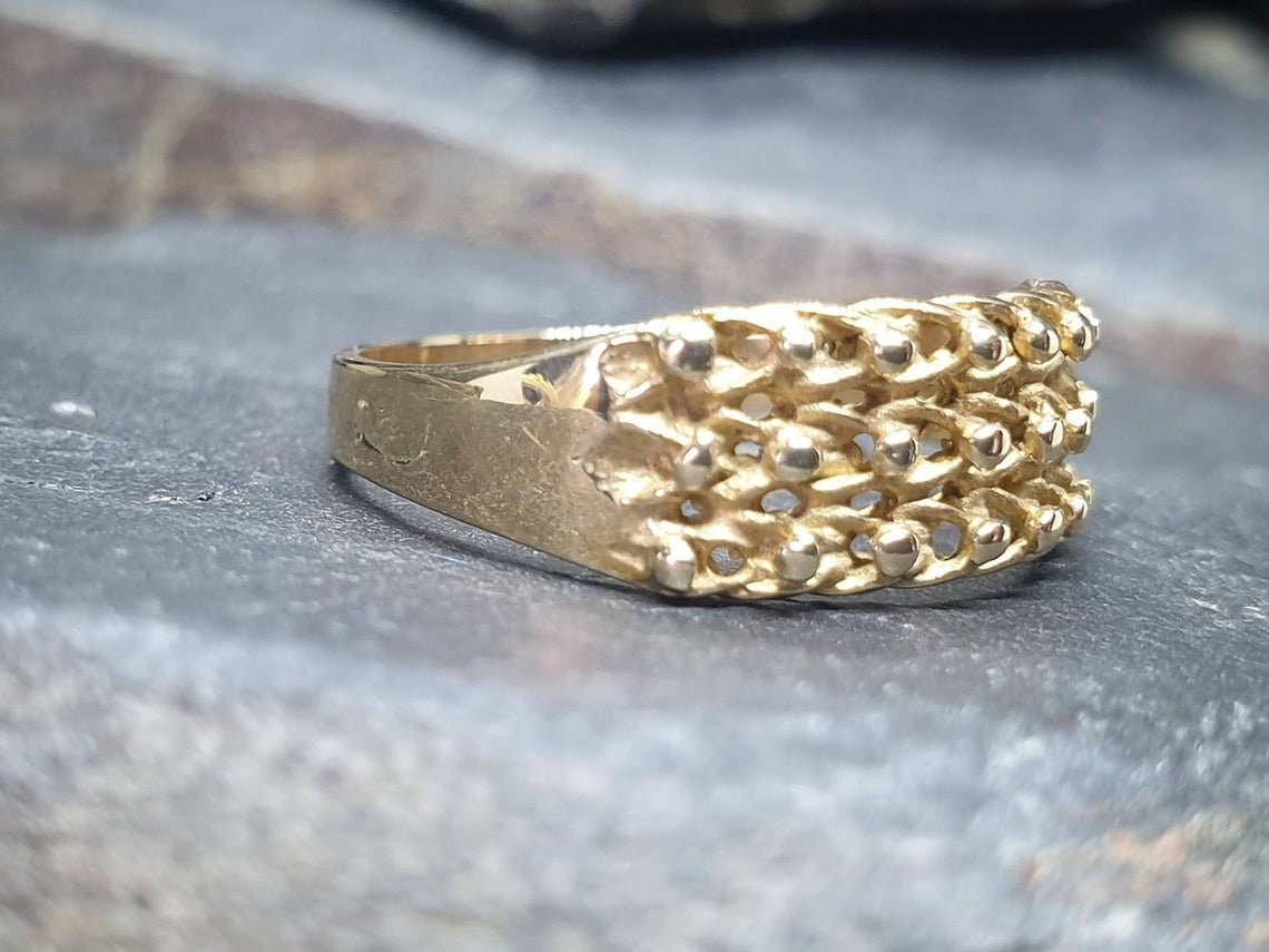 Vintage 9ct GOLD KEEPERS RING 3 Row uk size R us 8.5 | Etsy