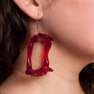 Ruby Red Vampire Fang Earrings - Etsy