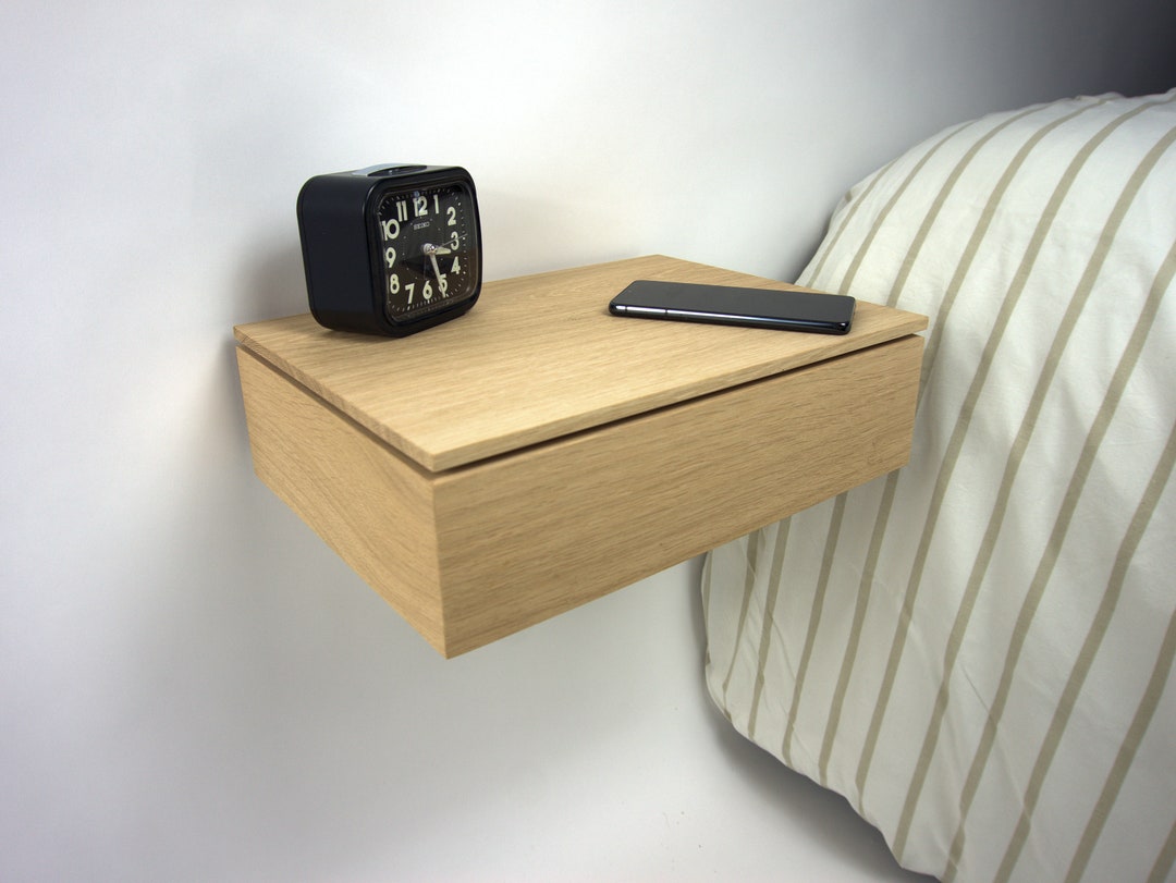 Floating Bedside Table, 100% Solid Oak. - Etsy