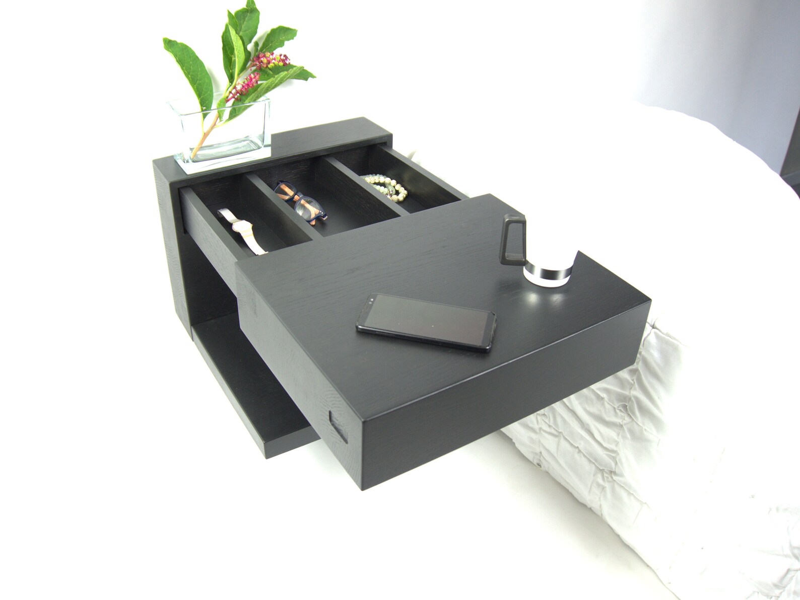 Floating Bedside Table With Sliding Drawer and Floating Shelf BIG Sesam ...