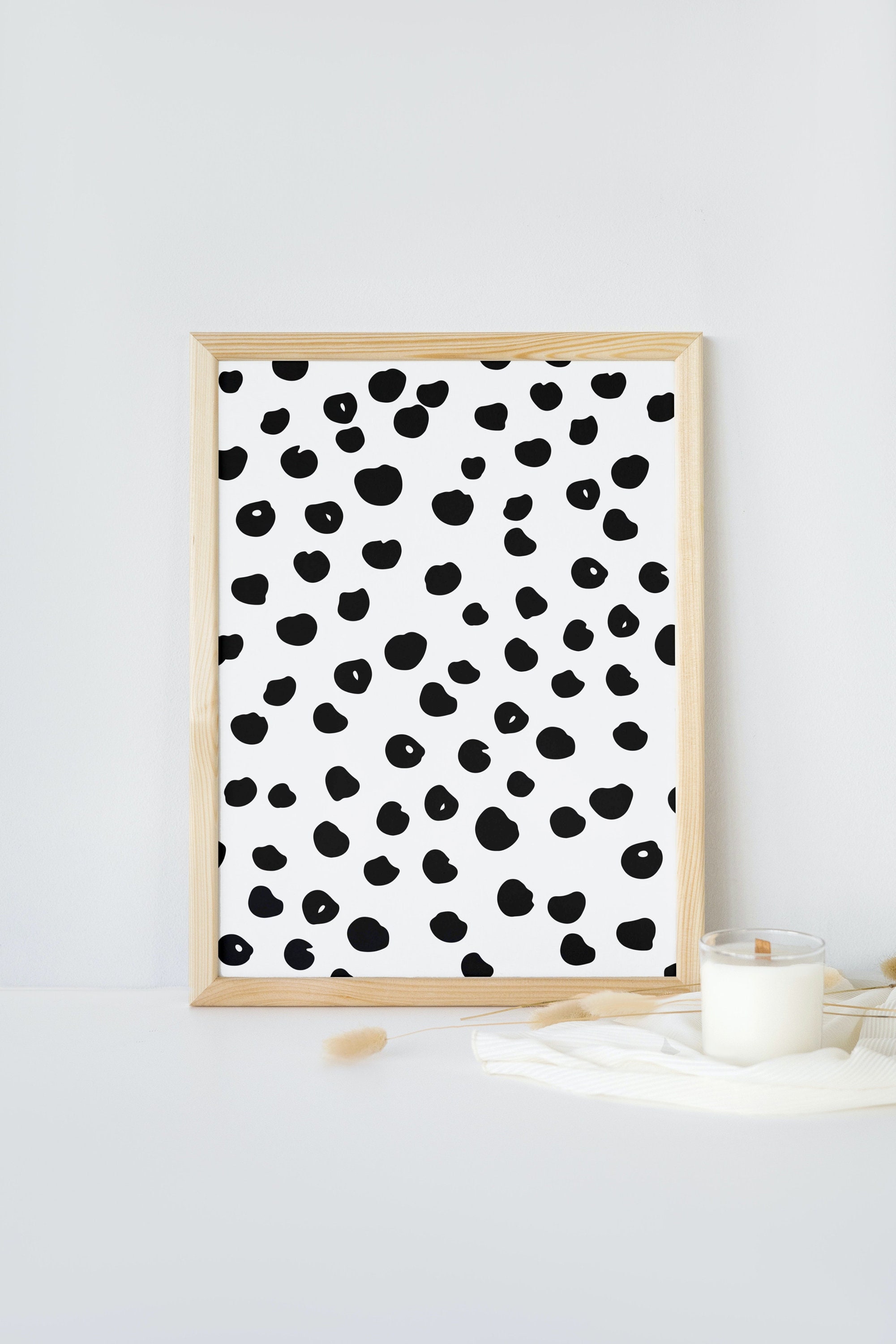 Polka Dots SET OF 3 Wall Prints,black and White Home Decor,minimalist ...