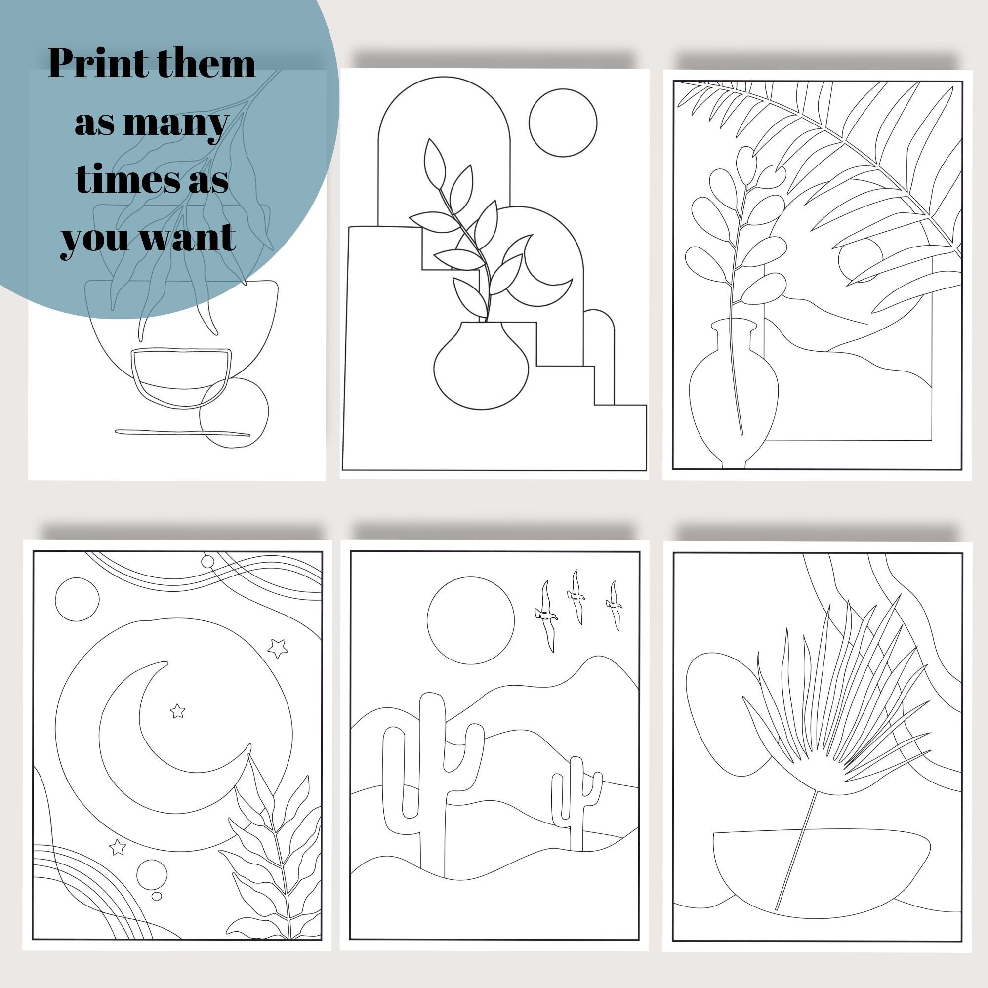 50 Boho Coloring Pages for Adults,boho Coloring Pages,minimalist ...