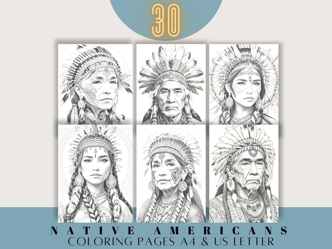 30 Native Americans Coloring Pages Bundle for Adults Teen Kids,digital ...