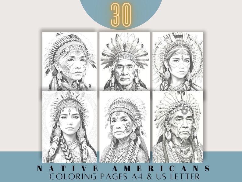 30 Native Americans Coloring Pages Bundle for Adults Teen Kids,digital ...