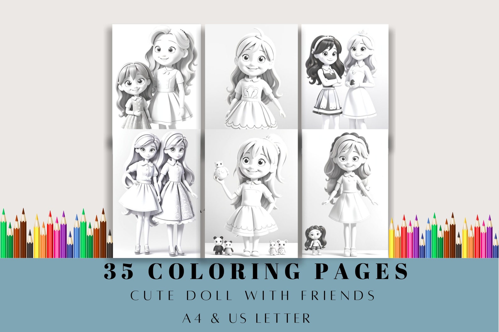 35 Cute Doll Coloring Page for Kids,gift Who Loves to Color,coloring ...