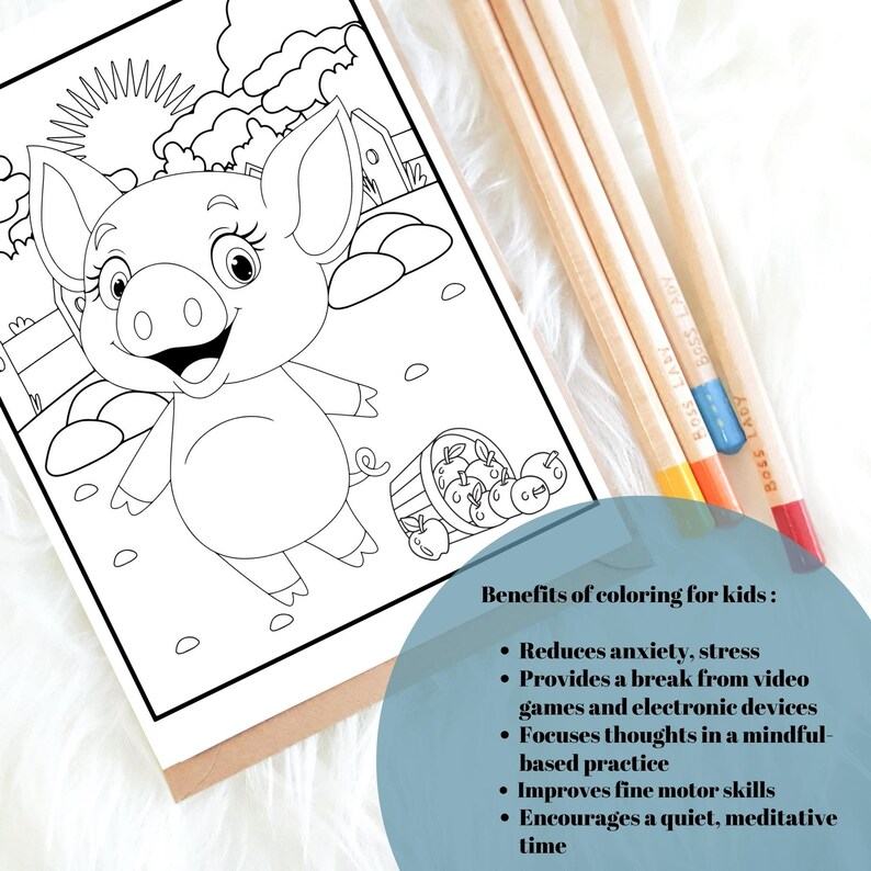 30 Cute Farm Animals Coloring Pages for Kids,gift for Kids,farm Life ...
