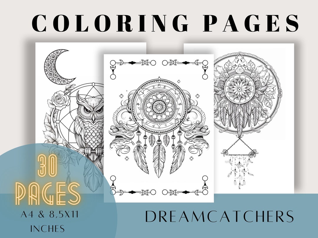 30 Dreamcatcher Coloring Pages for Adults Teen Kidsdigital - Etsy