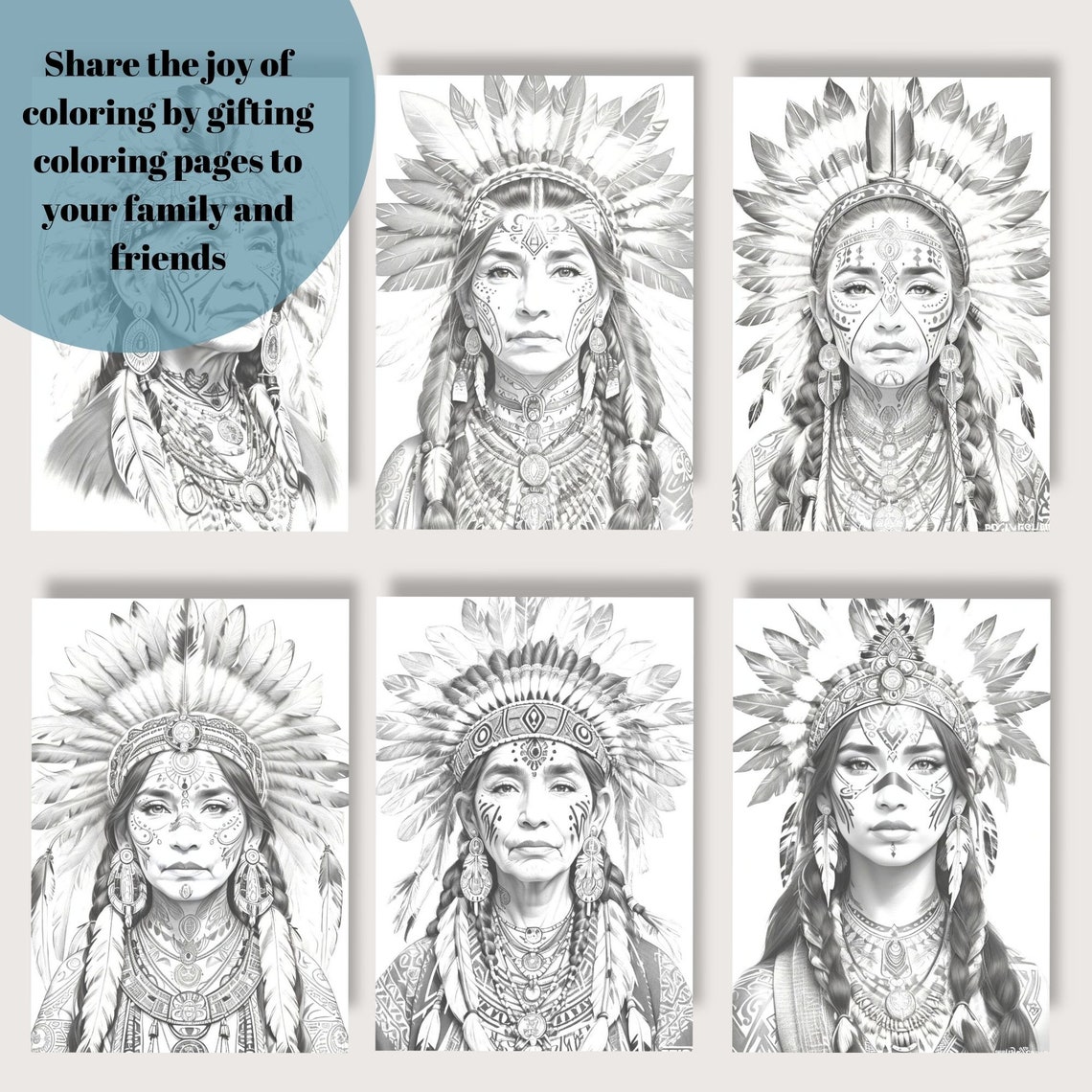 30 Native Americans Coloring Pages Bundle for Adults Teen Kids,digital ...