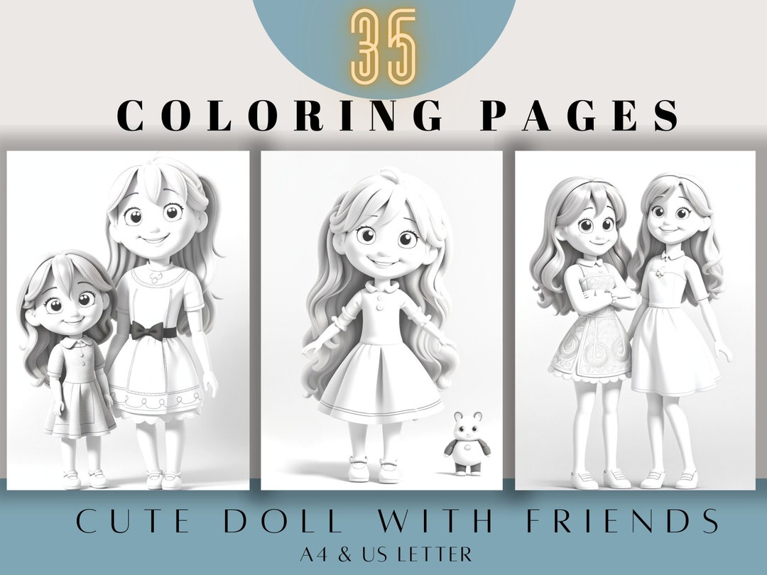 35 Cute Doll Coloring Page for Kidsgift Who Loves to - Etsy