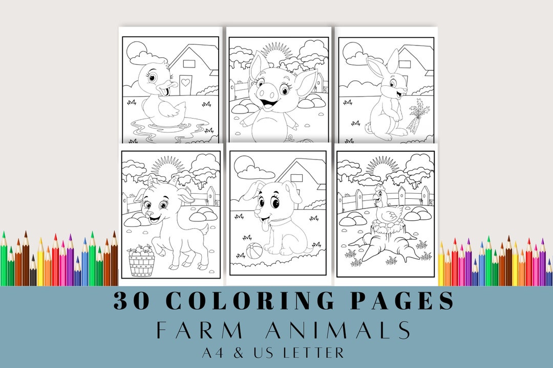 30 Cute Farm Animals Coloring Pages for Kids,gift for Kids,farm Life ...