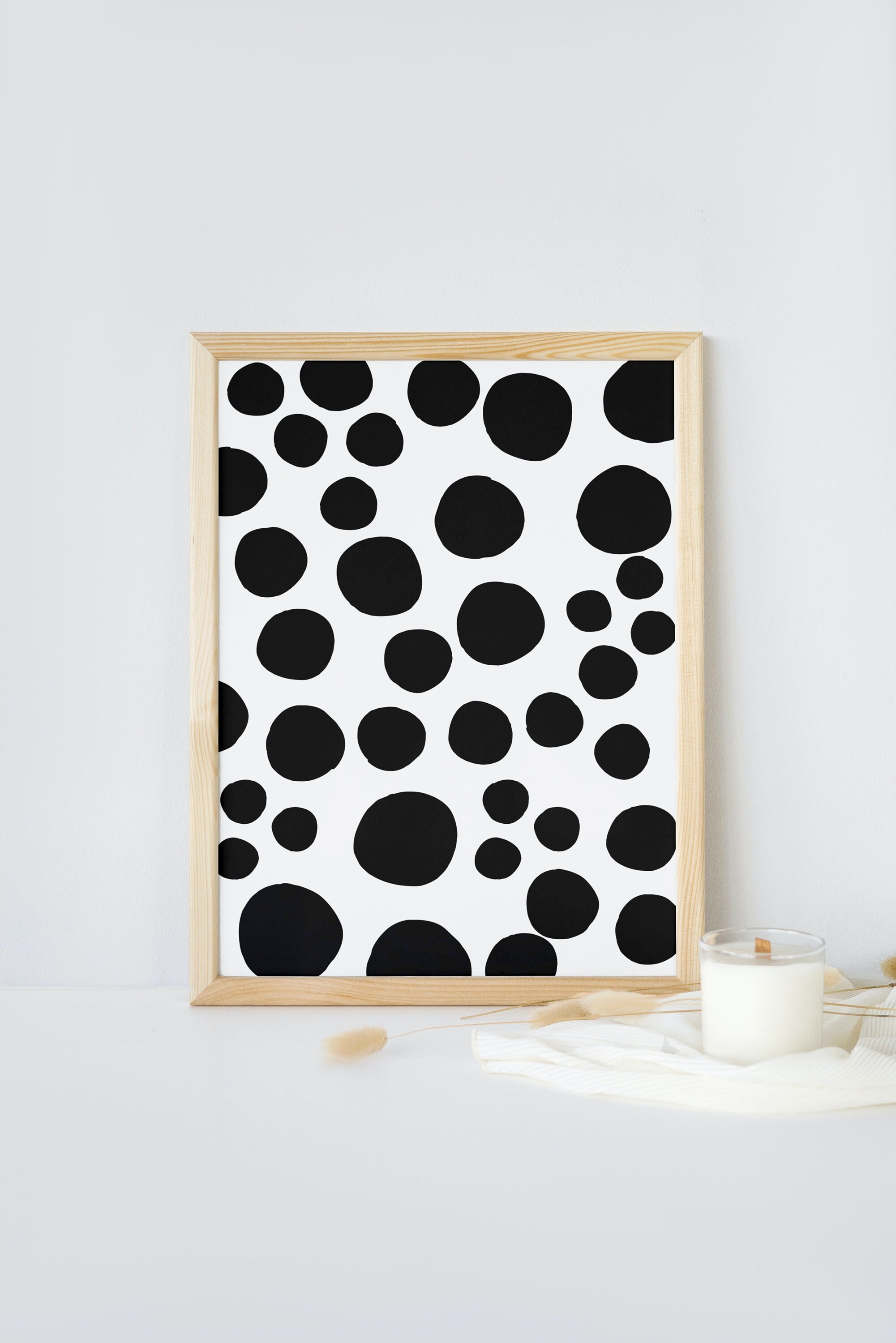 Polka Dots SET OF 3 Wall Prints,black and White Home Decor,minimalist ...