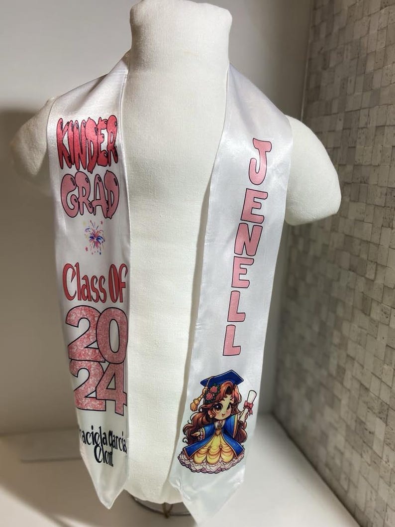 Custom Cartoon Graduation Stole: Personalized Pre-k, Kindergarten Sash ...