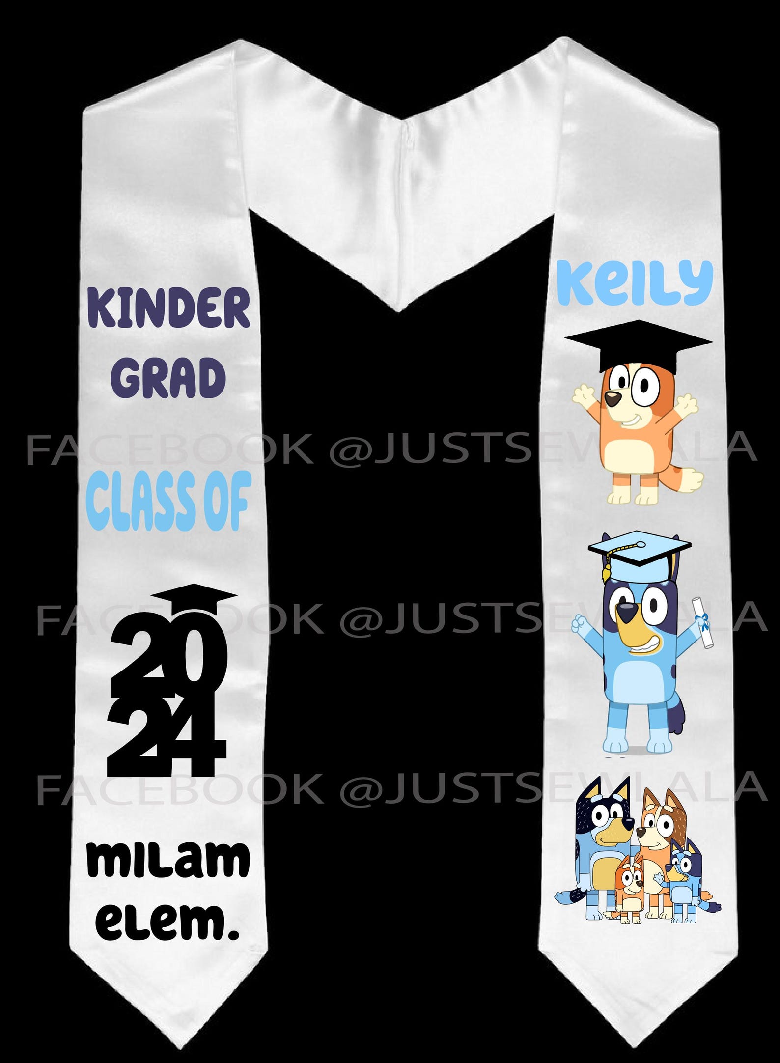 Custom Cartoon Graduation Stole: Personalized Pre-k, Kindergarten Sash ...