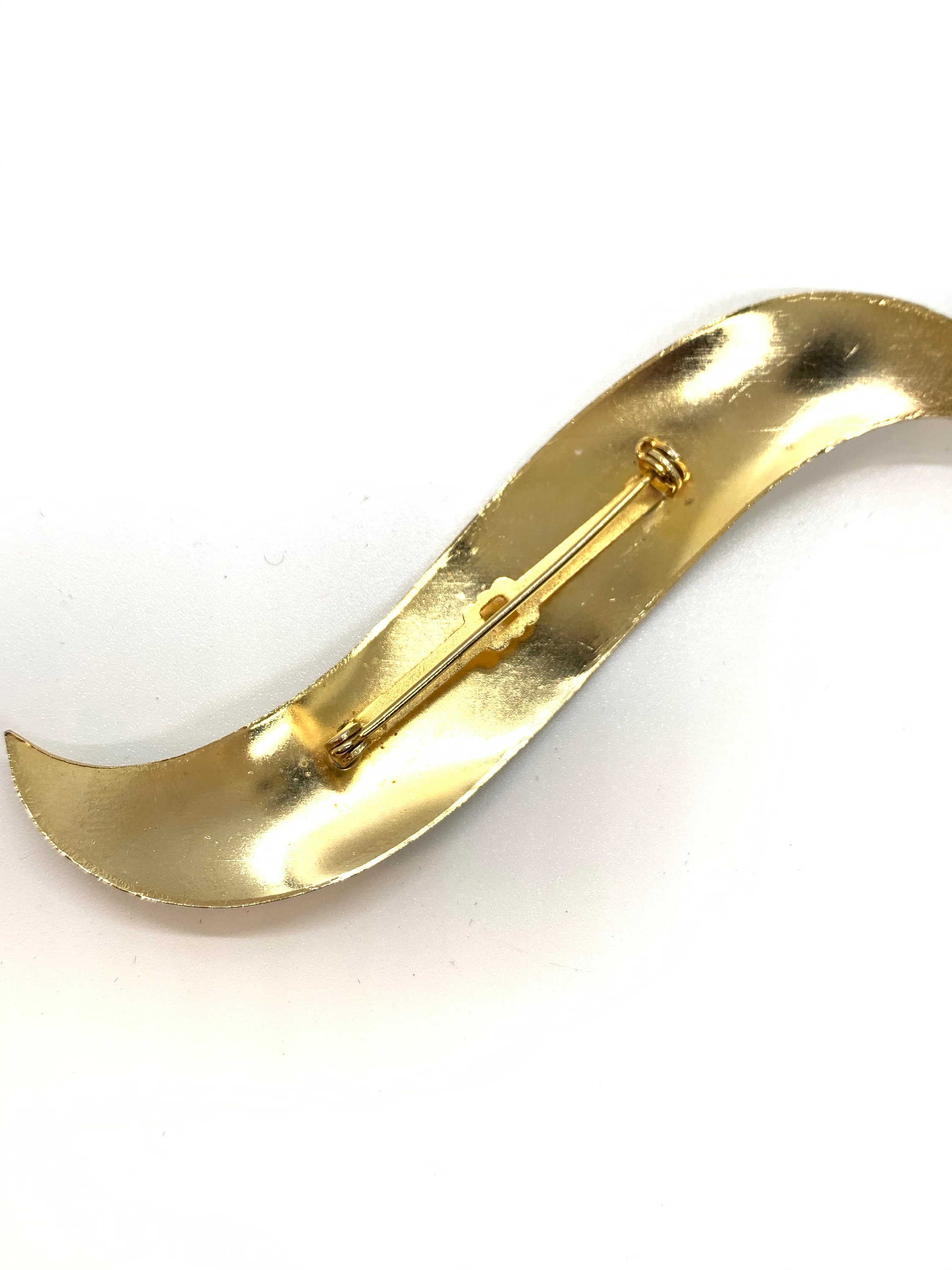 Vintage Smooth Gold Tone Wave Brooch - Etsy